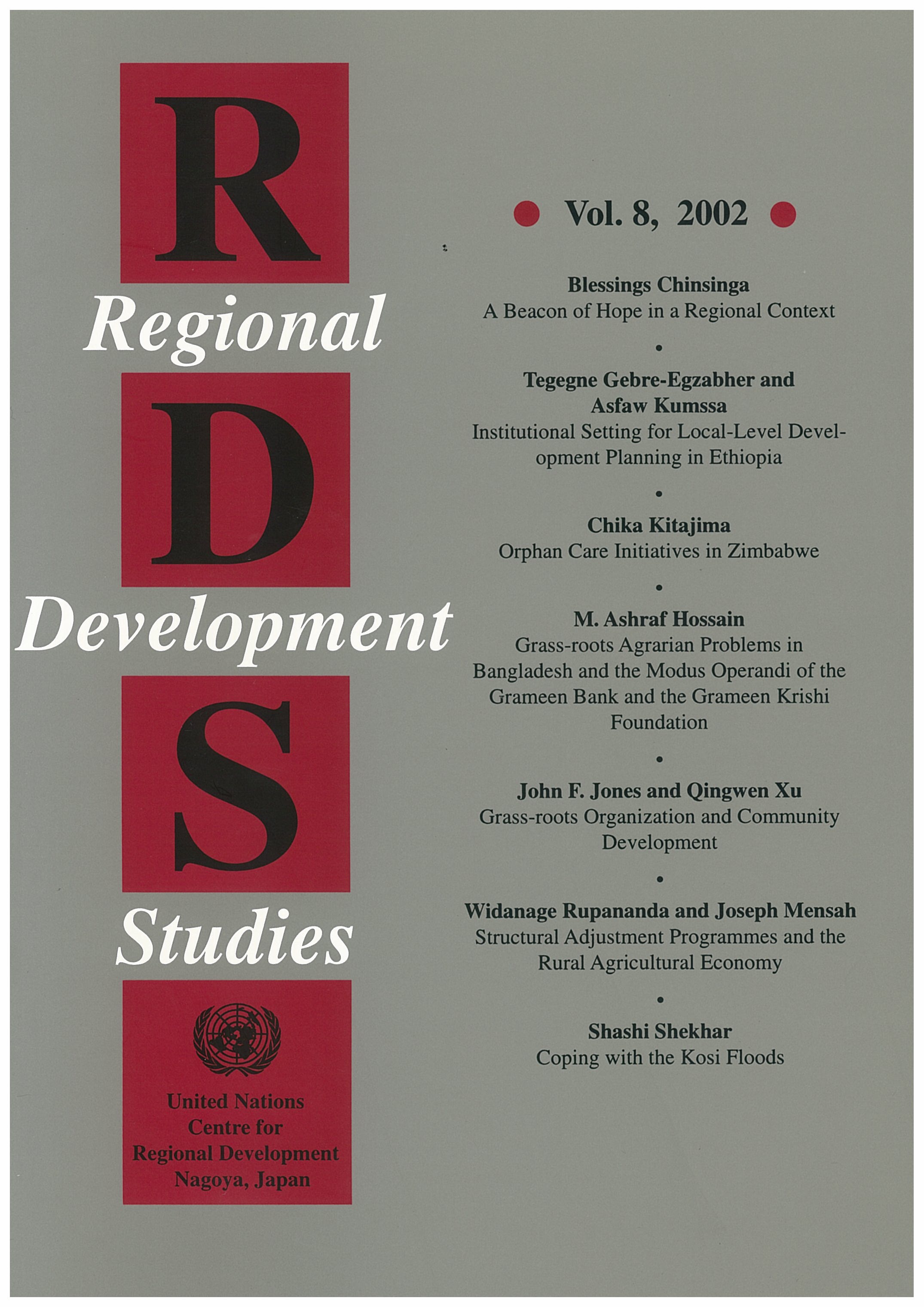 Regional Development Studies (RDS), Vol. 8, United Nations Centre for ...